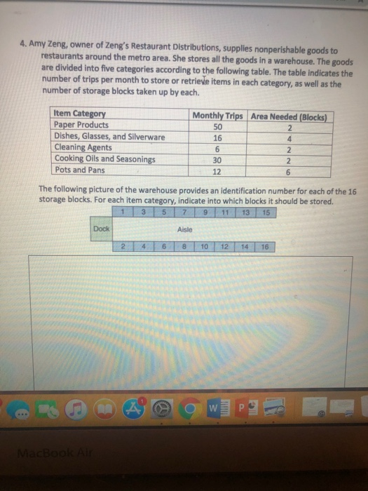 Solved 4. Amy Zeng, owner of Zeng's Restaurant | Chegg.com