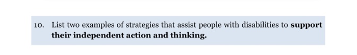 Solved 10. List two examples of strategies that assist | Chegg.com