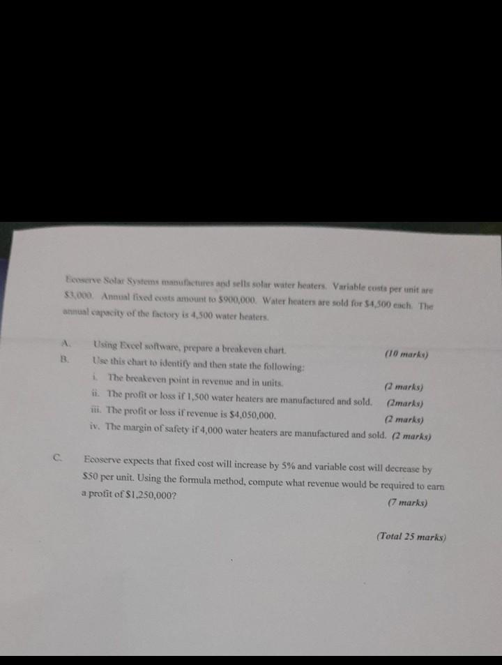 Solved Ensene Solar Systems manufactures and sells solar | Chegg.com