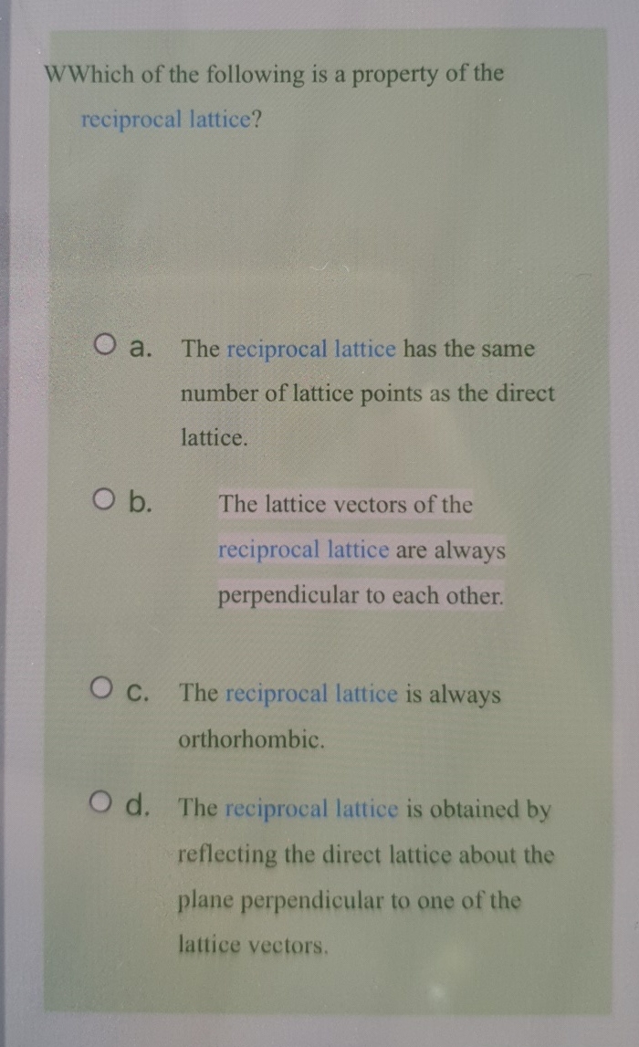 Solved WWhich of the following is a property of the | Chegg.com