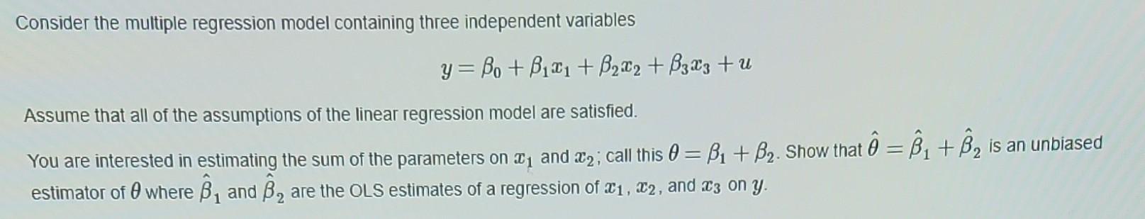 Solved Consider The Multiple Regression Model Containing
