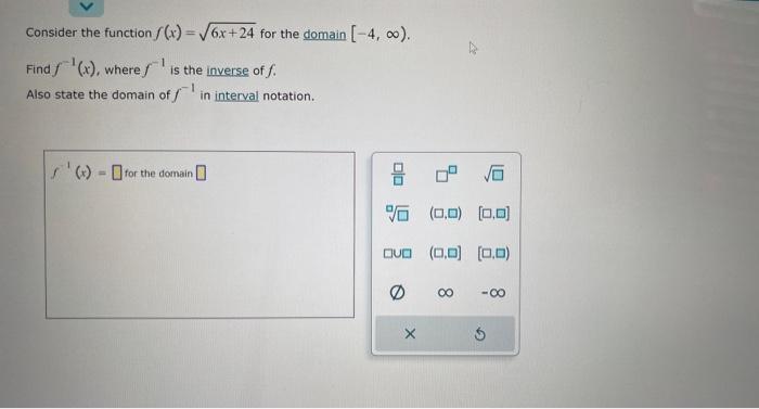 Solved Consider the function f(x)=6x+24 for the domain | Chegg.com