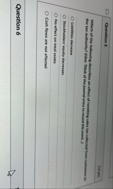 Solved Question 5Which of the following describes an effect | Chegg.com
