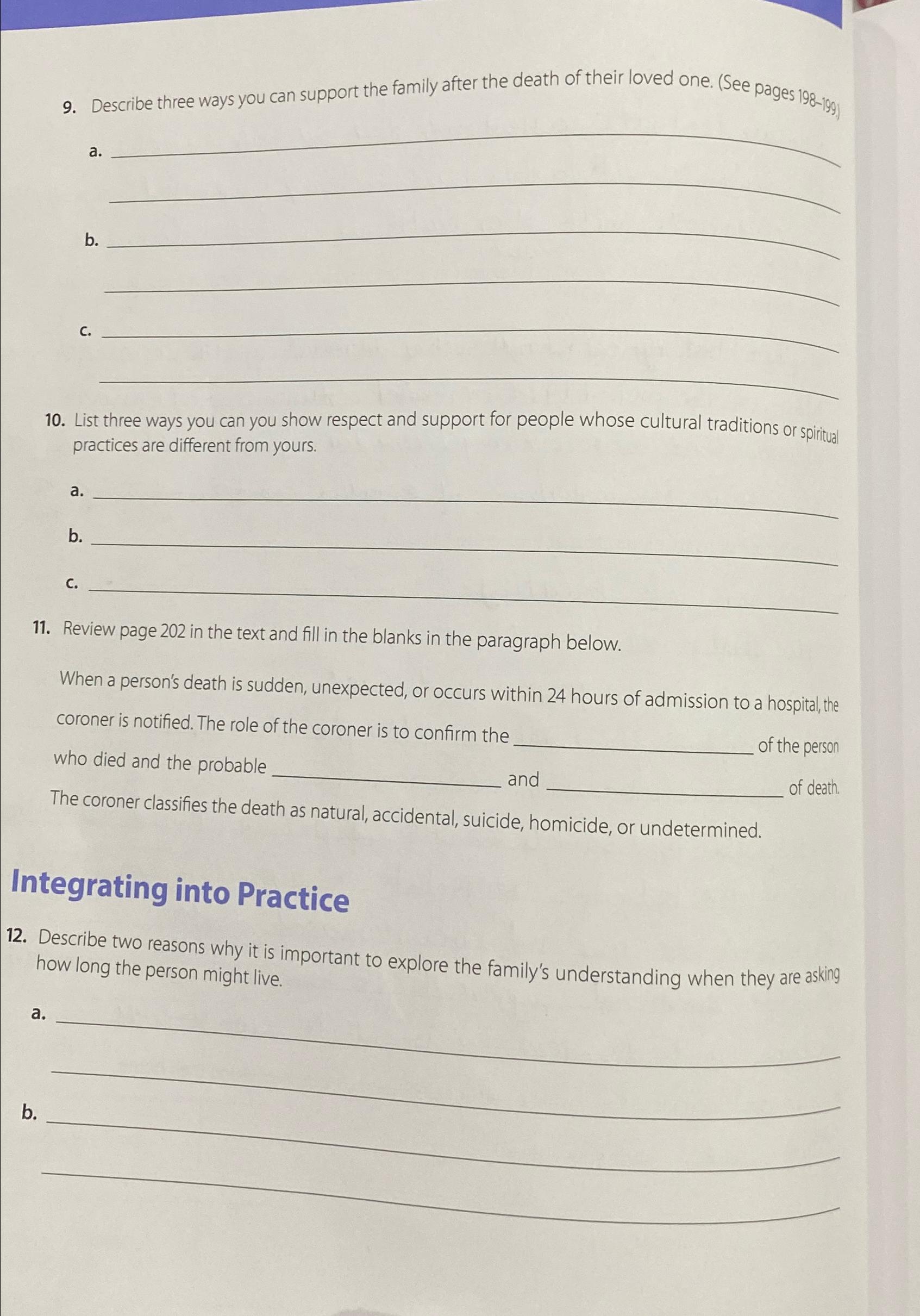 Solved Describe three ways you can support the family after | Chegg.com