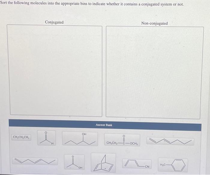 Solved Sort the following molecules into the appropriate | Chegg.com
