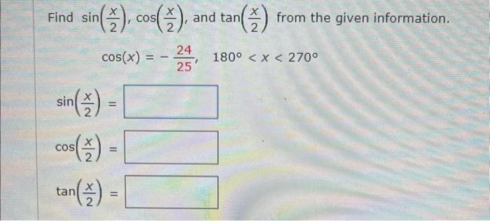 Solved Find sin(2x),cos(2x), and tan(2x) from the given | Chegg.com