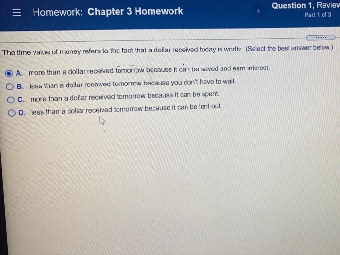 Solved Question 1, Review = Homework: Chapter 3 Homework | Chegg.com