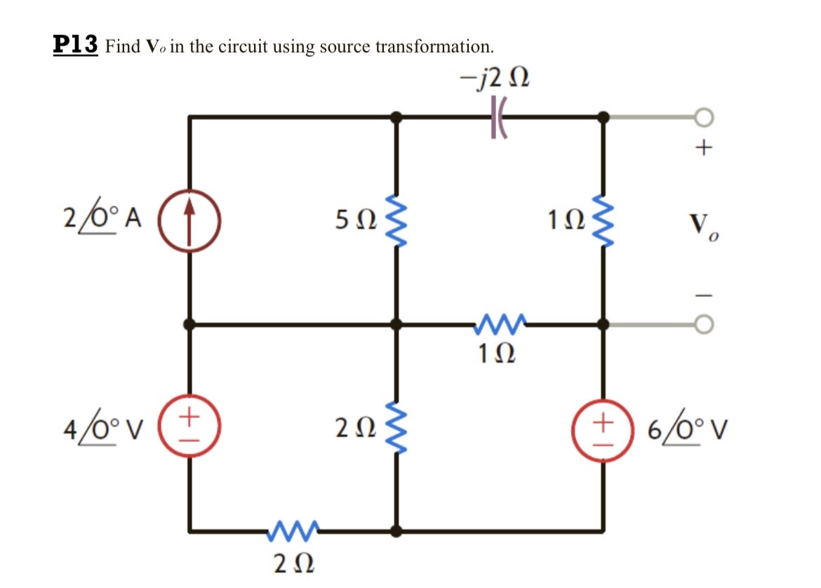 Solved P13 ﻿Find Vo ﻿in the circuit using source | Chegg.com