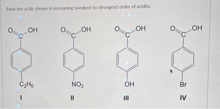 Solved Rank the acids shown in increasing (weakest to | Chegg.com
