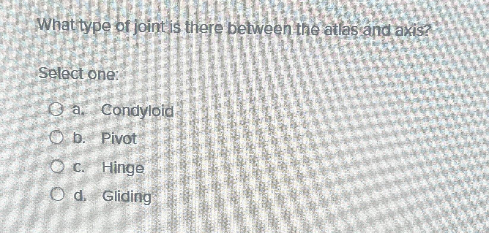 Solved What type of joint is there between the atlas and | Chegg.com