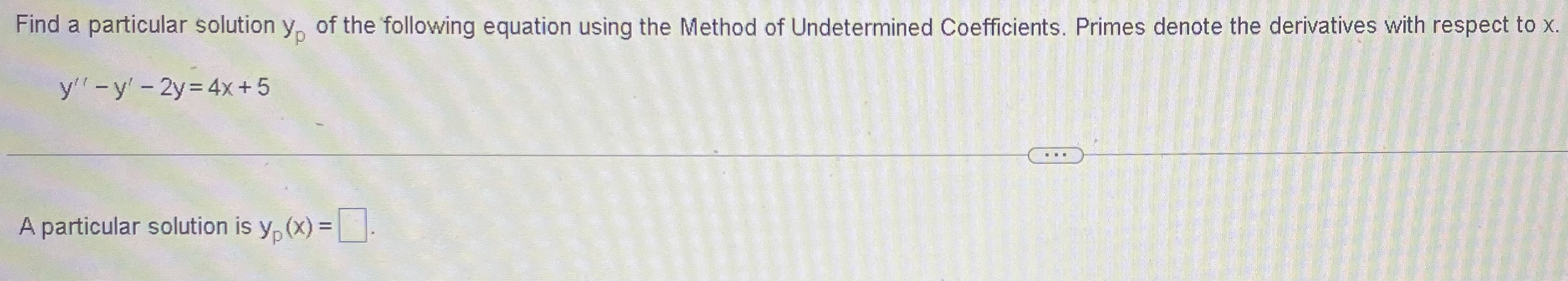 Find a particular solution yp ﻿of the following | Chegg.com