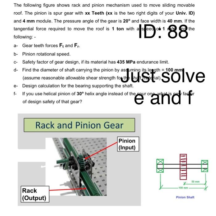 Solved The following figure shows rack and pinion mechanism | Chegg.com