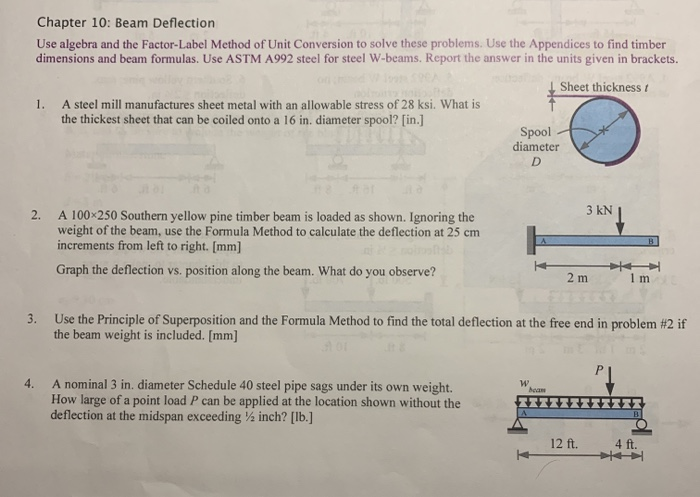 Solved Chapter 10: Beam Deflection Use algebra and the | Chegg.com