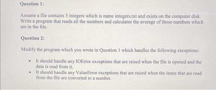 Solved Assume a file contains 5 integers which is name | Chegg.com