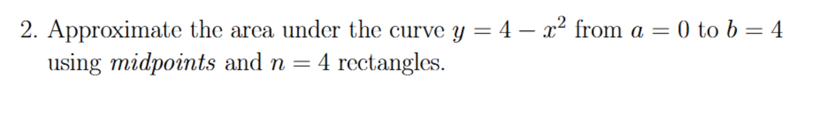Solved Approximate the area under the curve y=4-x^(2) ﻿from | Chegg.com