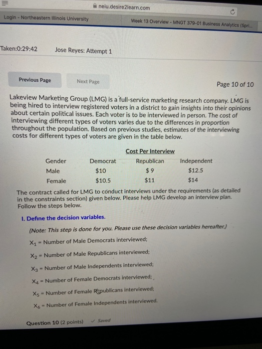 neiu.desire2learn.com Login - Northeastern Illinois | Chegg.com