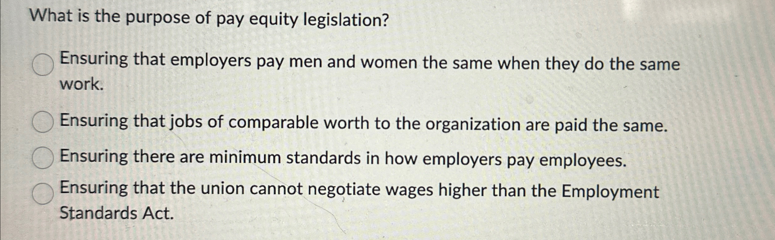 Solved What is the purpose of pay equity | Chegg.com