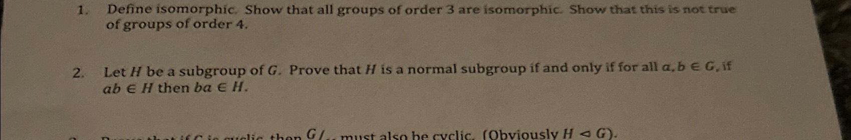 Solved \\nLet H be a subgroup of G. Prove that H is a normal | Chegg.com