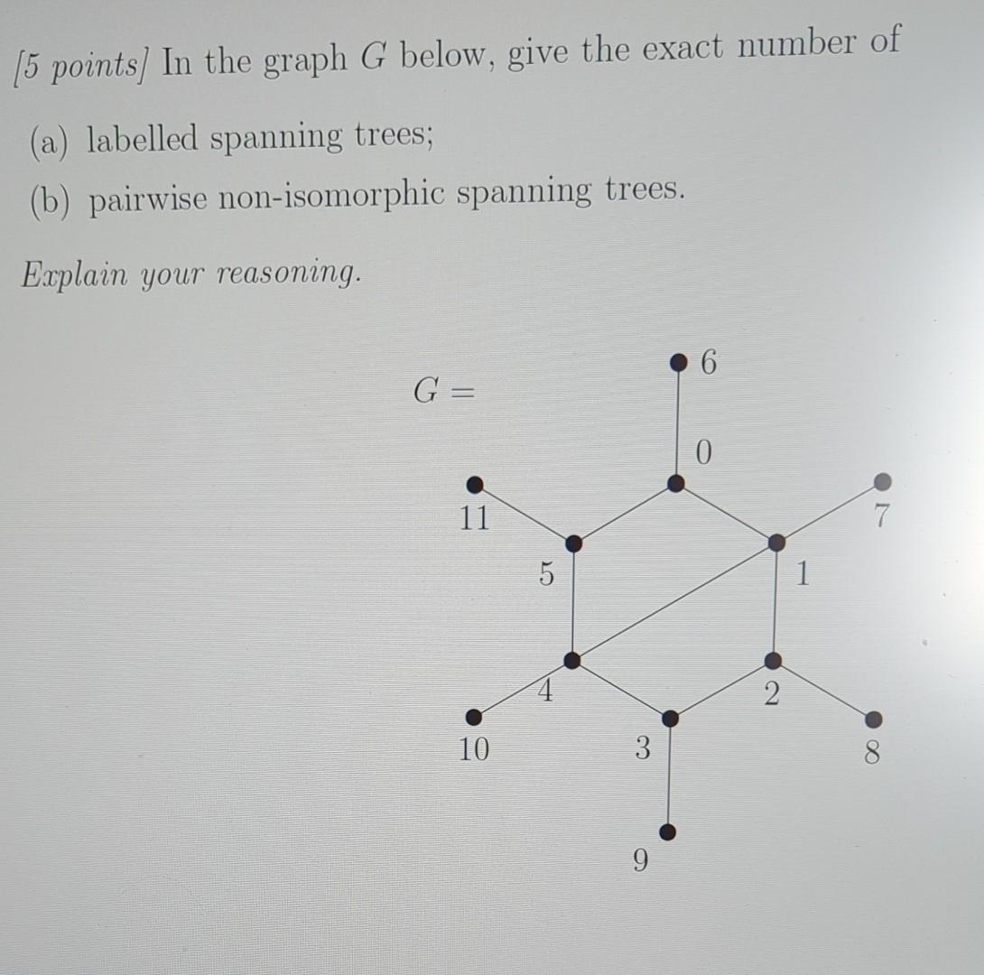 Solved [5 points] In the graph G below, give the exact | Chegg.com