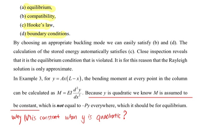 Solved Use the Rayleigh method to estimate the buckling load | Chegg.com