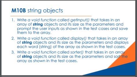 Solved M10B string objects 1. Write a void function called | Chegg.com