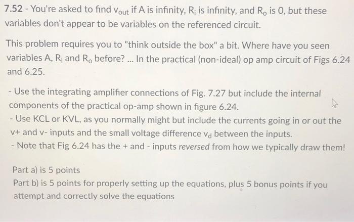 Solved 52. For the integrating amplifier circuit of Fig. | Chegg.com