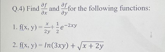 Solved Q.4) Find \\( \\frac{\\partial f}{\\partial x} \\) | Chegg.com