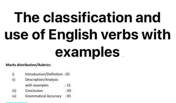 Solved The classification and use of English verbs with | Chegg.com