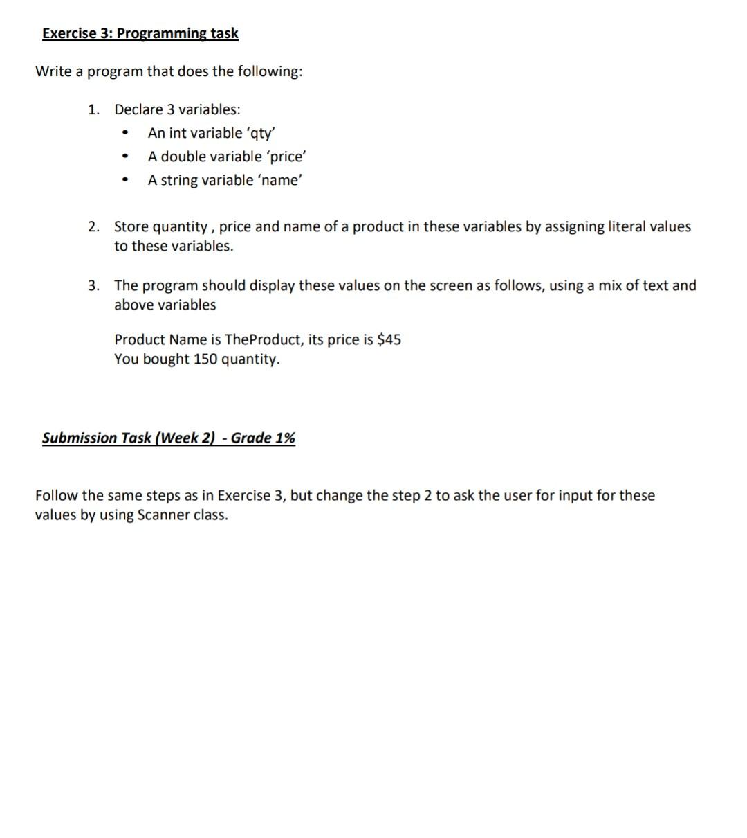 Solved Exercise 3: Programming task Write a program that | Chegg.com