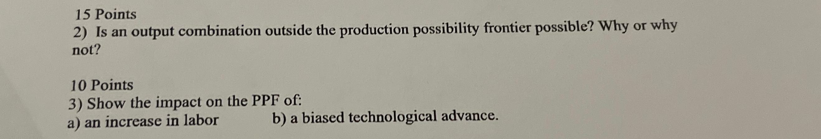 Solved Is an output combination outside the production | Chegg.com