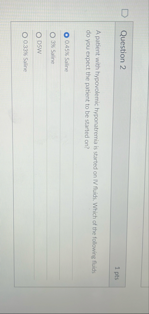 Solved Question 21 ﻿ptsA patient with hypovolemic | Chegg.com