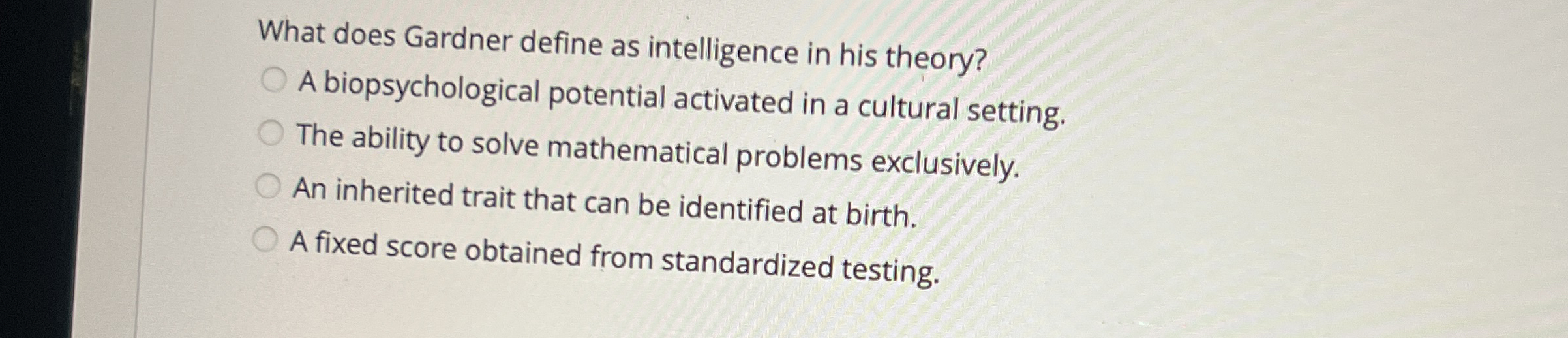 Solved What does Gardner define as intelligence in his | Chegg.com
