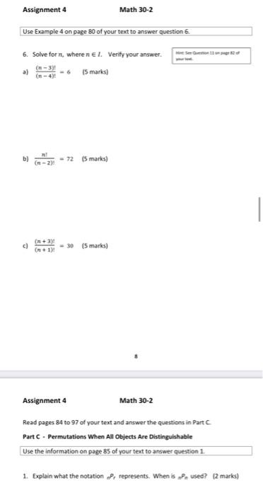 Solved Assignment 4 Math 30-2 Use Example 4 on page 80 of | Chegg.com