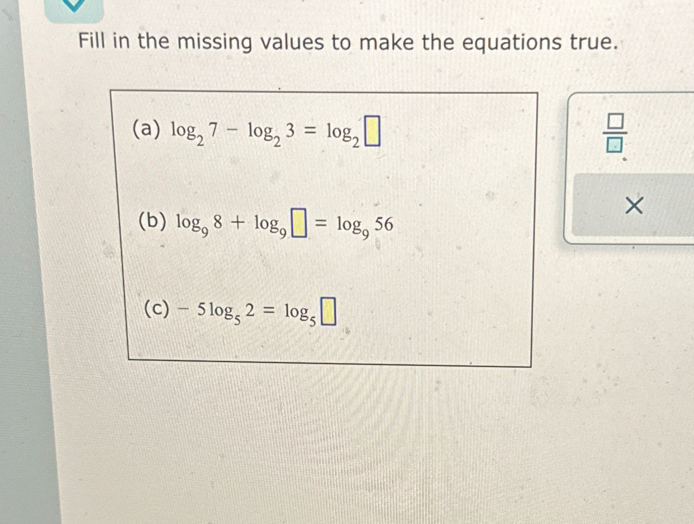 Solved Fill in the missing values to make the equations | Chegg.com