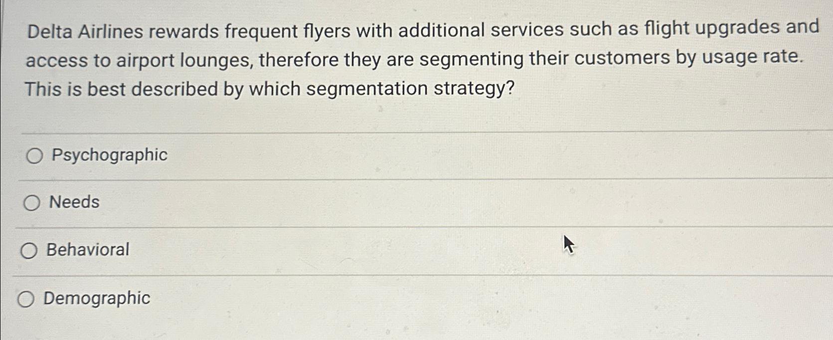 Solved Delta Airlines rewards frequent flyers with | Chegg.com