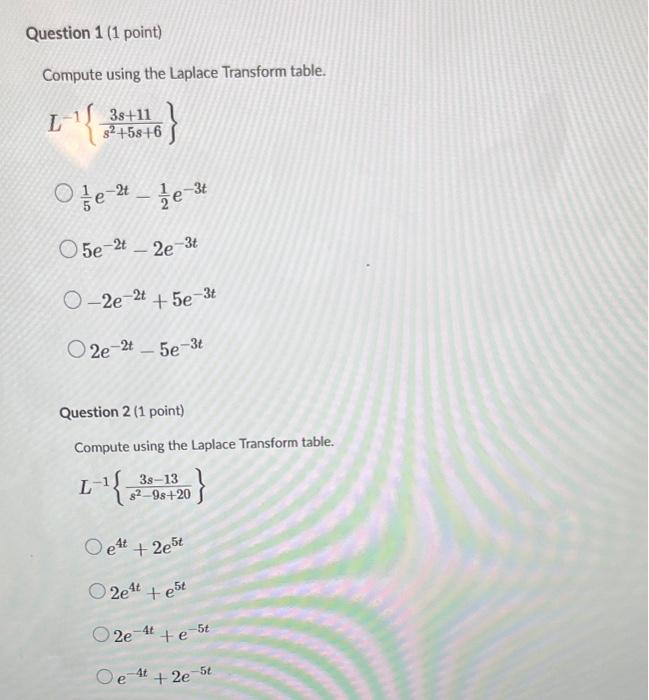 Solved Compute using the Laplace Transform table. | Chegg.com
