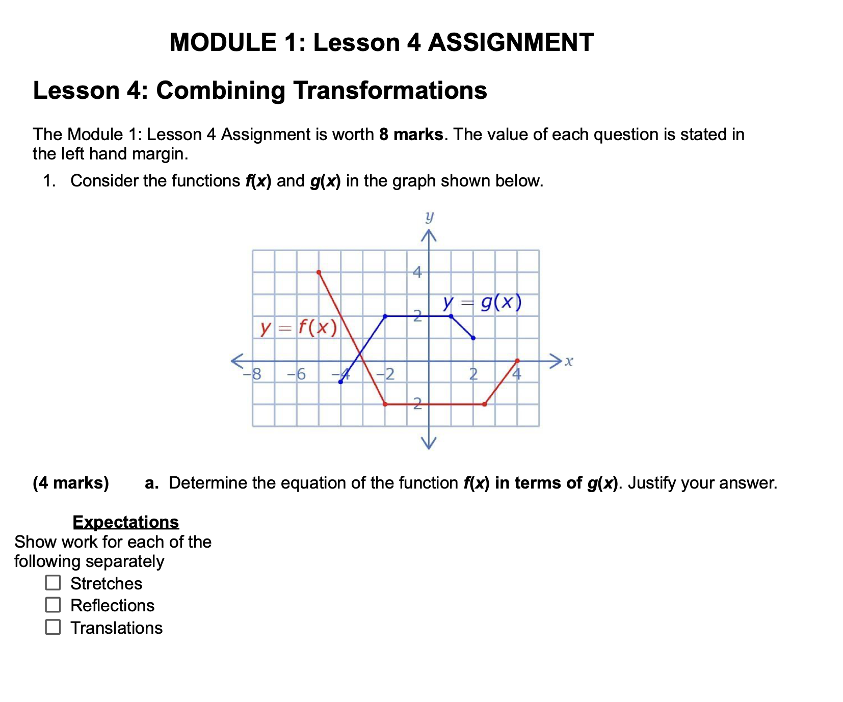 Solved Lesson 4: Combining TransformationsThe Module 1: | Chegg.com