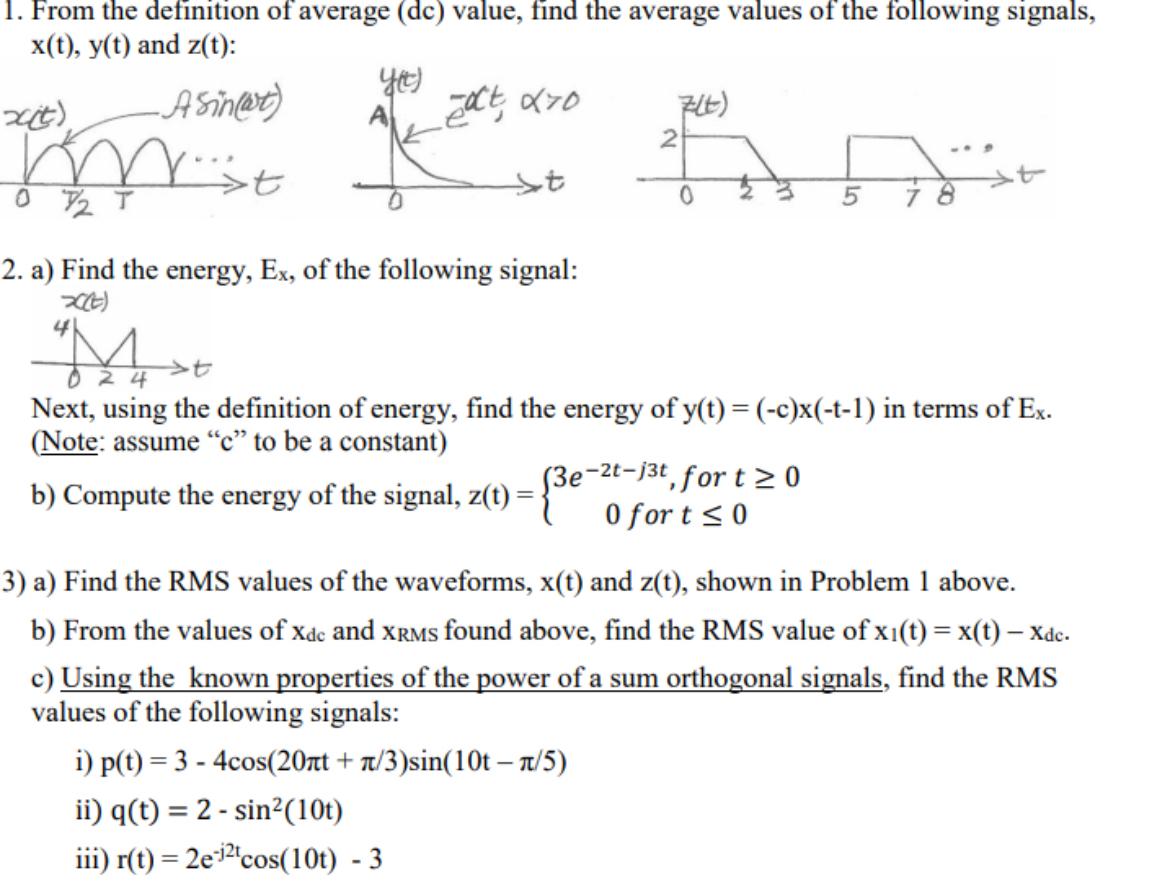 Solved From the definition of average (dc) ﻿value, find the | Chegg.com