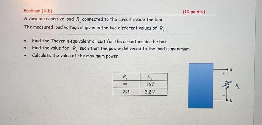 Solved (10 points) Problem (4-5) A variable resistive load | Chegg.com