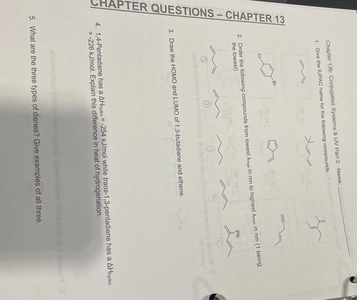 Solved Chapter 13b: Conjugated Systems \& UV Part 2 Name: 1. | Chegg.com