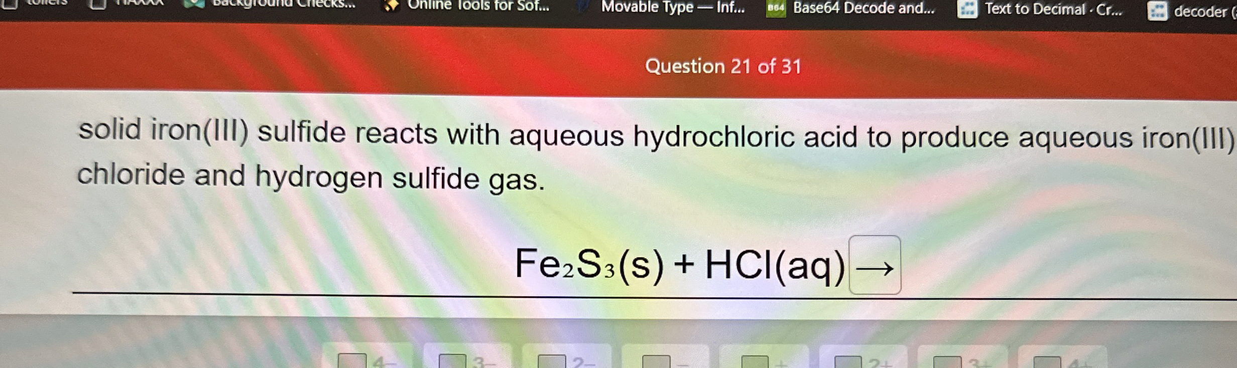 Solved solid iron(III) ﻿sulfide reacts with aqueous | Chegg.com