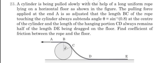 Solved 23. A cylinder is being pulled slowly with the help | Chegg.com