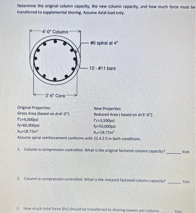 Solved Determine the original column capacity, the new | Chegg.com