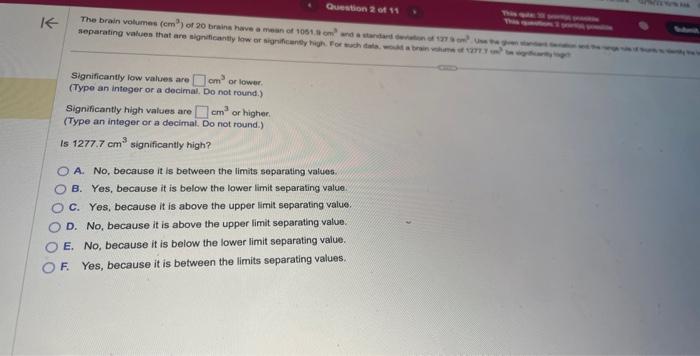 Solved separating values that are algneficantly low or | Chegg.com