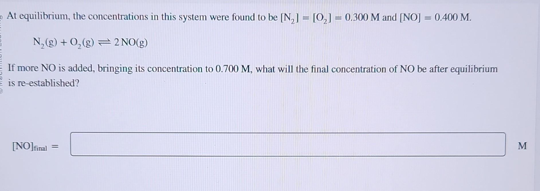 Solved At equilibrium, the concentrations in this system | Chegg.com