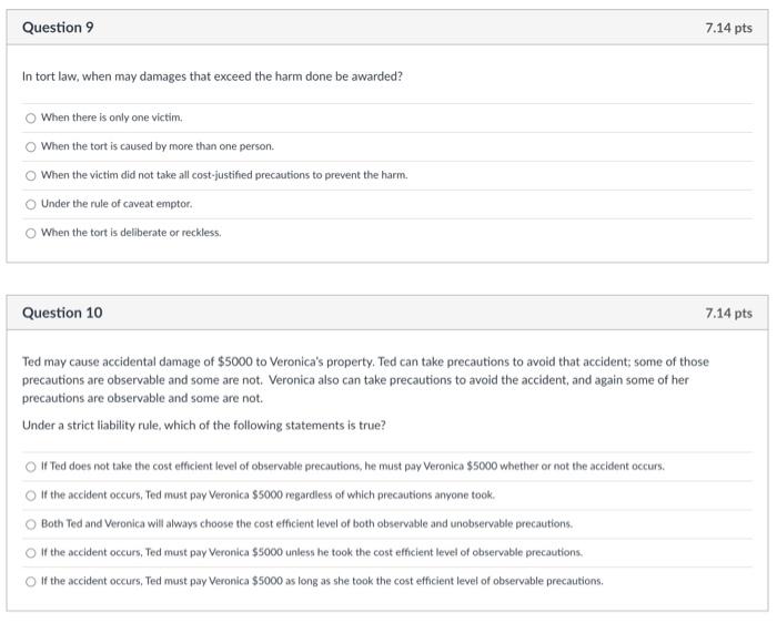 Solved In tort law, when may damages that exceed the harm | Chegg.com