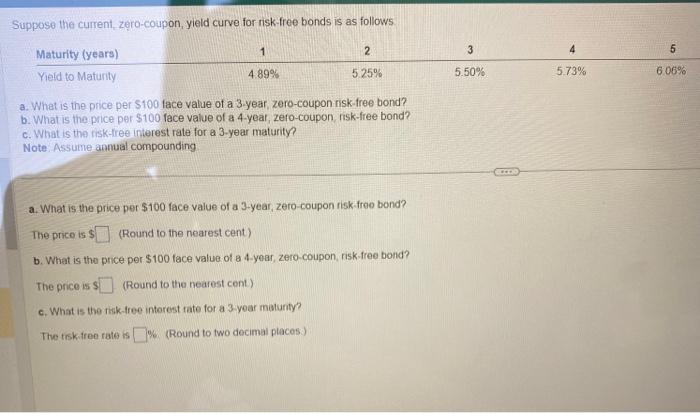 Solved Suppose the current, zero-coupon, yield curve for | Chegg.com