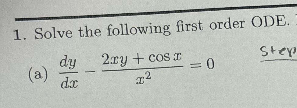 Solved Solve the following first order | Chegg.com