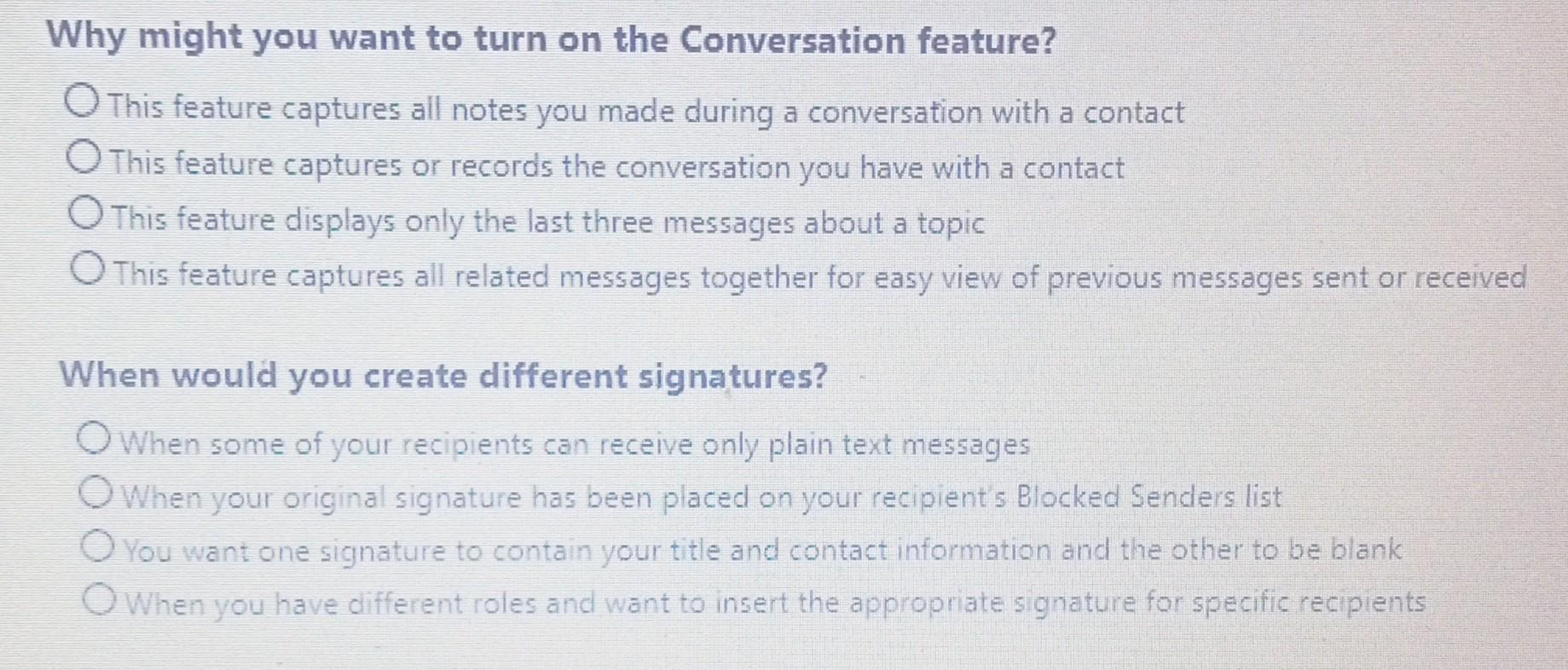 Solved Why might you want to turn on the Conversation | Chegg.com