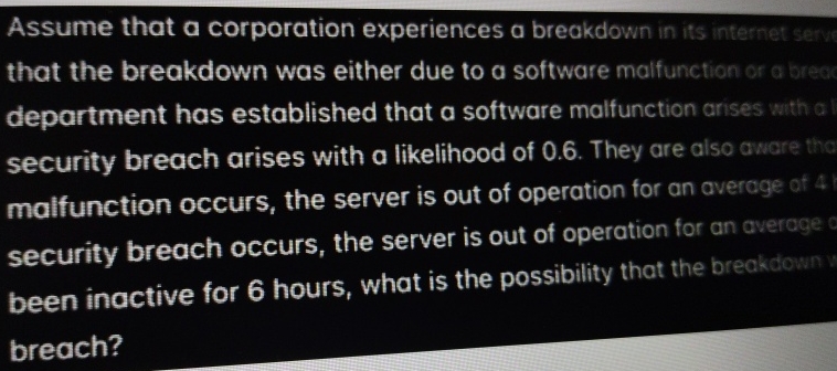 Solved Assume that a corporation experiences a breakdown in | Chegg.com